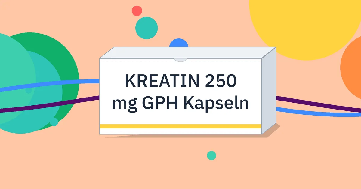 Symbolbild: Packung mit der Aufschrift KREATIN 250 mg GPH Kapseln (PZN 09324313) – Verfügbarkeit und Bezug in Apotheken in Frankfurt am Main