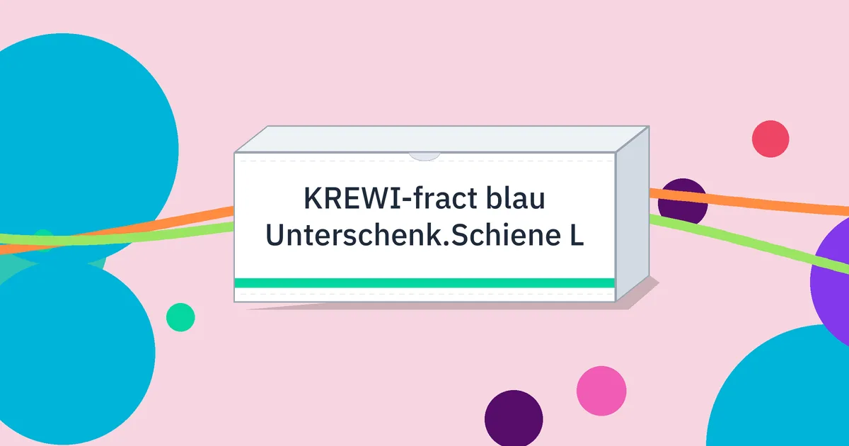 Symbolbild: Packung mit der Aufschrift KREWI-fract blau Unterschenk.Schiene L (PZN 17299931) – Verfügbarkeit und Bezug in Apotheken in Frankfurt am Main