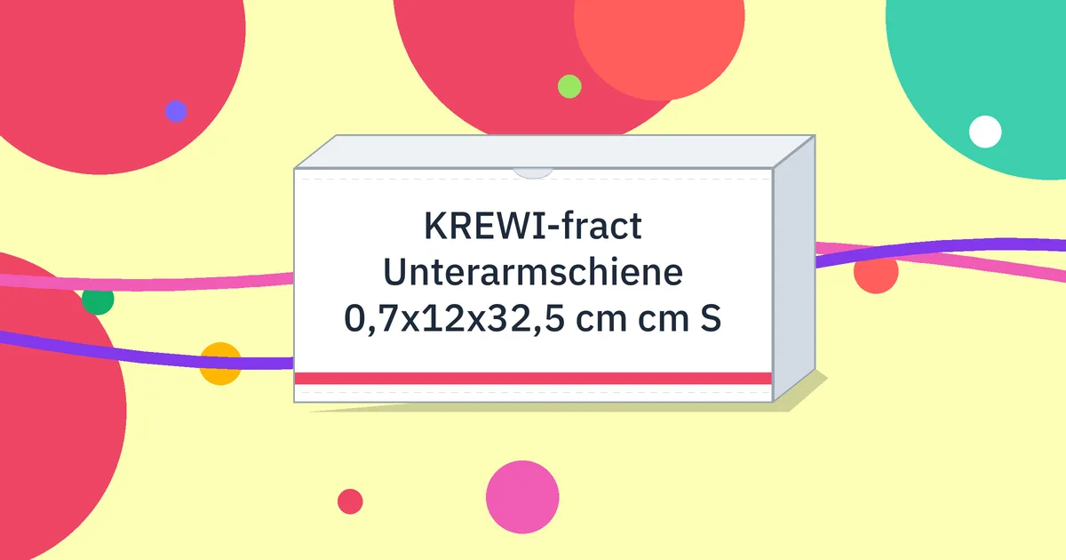 Symbolbild: Packung mit der Aufschrift KREWI-fract Unterarmschiene 0,7x12x32,5 cm cm S (PZN 17300657) – Verfügbarkeit und Bezug in Apotheken in Frankfurt am Main