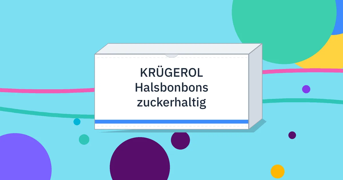 Symbolbild: Packung mit der Aufschrift KRÜGEROL Halsbonbons zuckerhaltig (PZN 15395228) – Verfügbarkeit und Bezug in Apotheken in Frankfurt am Main