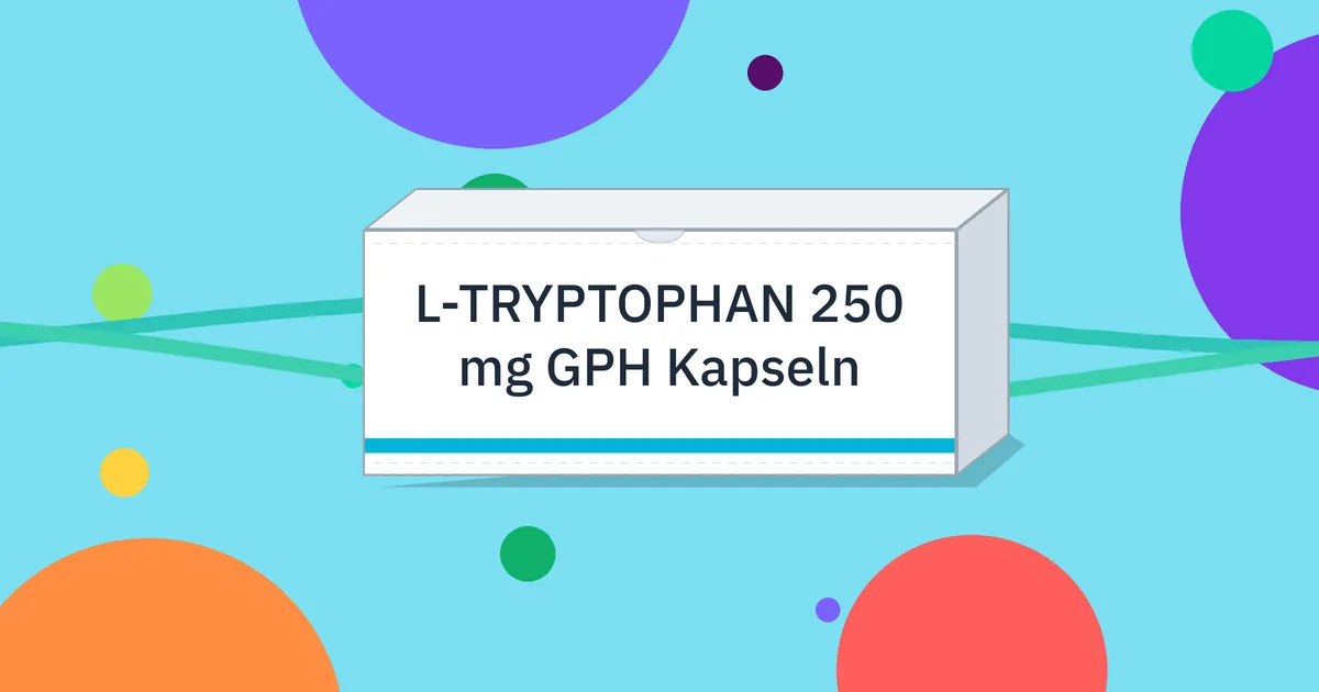 Symbolbild: Packung mit der Aufschrift L-TRYPTOPHAN 250 mg GPH Kapseln (PZN 09918886) – Verfügbarkeit und Bezug in Apotheken in Frankfurt am Main