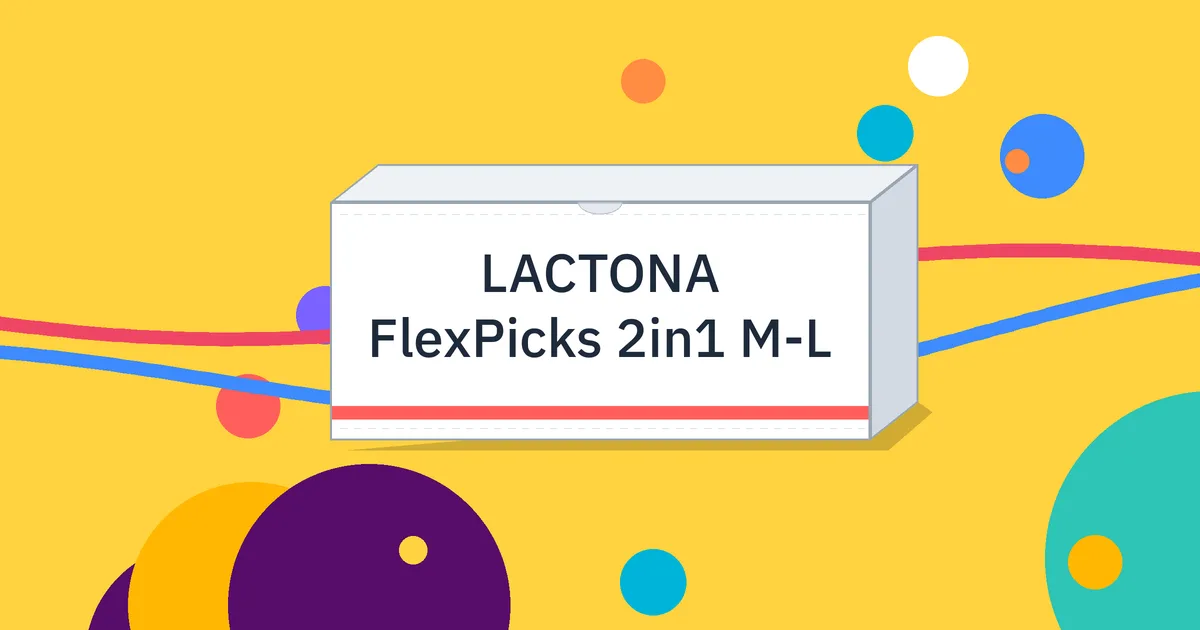 Symbolbild: Packung mit der Aufschrift LACTONA FlexPicks 2in1 M-L (PZN 17835720) – Verfügbarkeit und Bezug in Apotheken in Frankfurt am Main