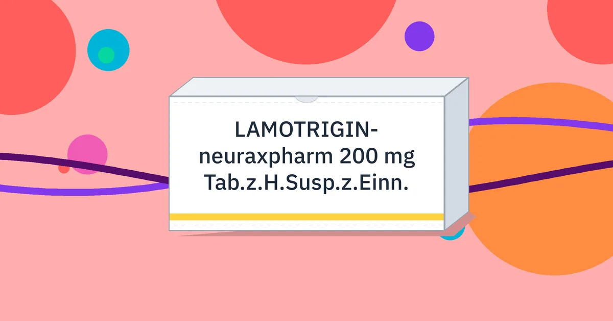 Symbolbild: Packung mit der Aufschrift LAMOTRIGIN-neuraxpharm 200 mg Tab.z.H.Susp.z.Einn. (PZN 00947886) – Verfügbarkeit und Bezug in Apotheken in Frankfurt am Main