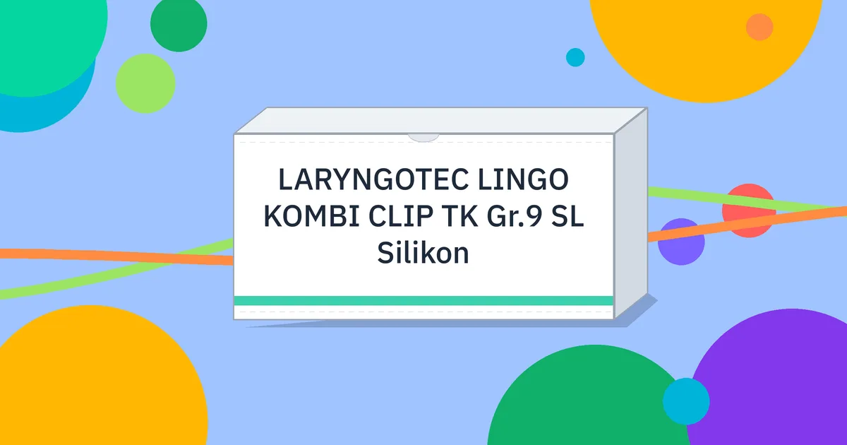 Symbolbild: Packung mit der Aufschrift LARYNGOTEC LINGO KOMBI CLIP TK Gr.9 SL Silikon (PZN 03312272) – Verfügbarkeit und Bezug in Apotheken in Frankfurt am Main