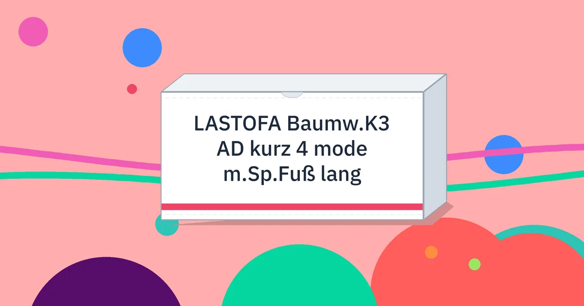 Symbolbild: Packung mit der Aufschrift LASTOFA Baumw.K3 AD kurz 4 mode m.Sp.Fuß lang (PZN 01953251) – Verfügbarkeit und Bezug in Apotheken in Frankfurt am Main