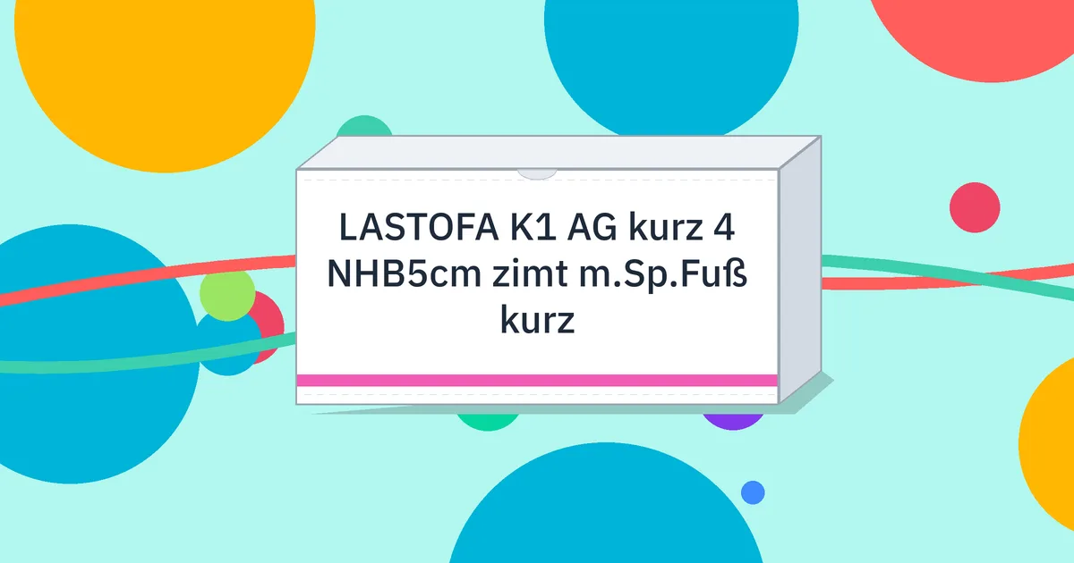 Symbolbild: Packung mit der Aufschrift LASTOFA K1 AG kurz 4 NHB5cm zimt m.Sp.Fuß kurz (PZN 13792014) – Verfügbarkeit und Bezug in Apotheken in Frankfurt am Main