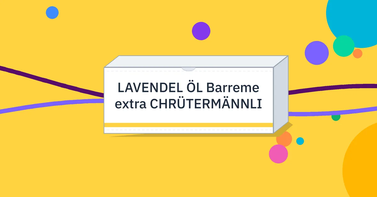 Symbolbild: Packung mit der Aufschrift LAVENDEL ÖL Barreme extra CHRÜTERMÄNNLI (PZN 07196851) – Verfügbarkeit und Bezug in Apotheken in Frankfurt am Main