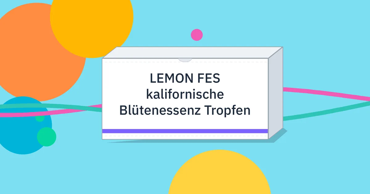 Symbolbild: Packung mit der Aufschrift LEMON FES kalifornische Blütenessenz Tropfen (PZN 18809920) – Verfügbarkeit und Bezug in Apotheken in Frankfurt am Main