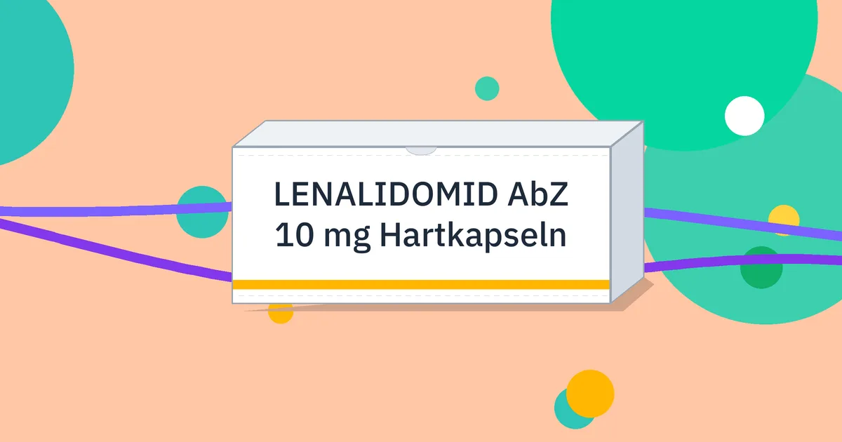 Symbolbild: Packung mit der Aufschrift LENALIDOMID AbZ 10 mg Hartkapseln (PZN 17216796) – Verfügbarkeit und Bezug in Apotheken in Frankfurt am Main
