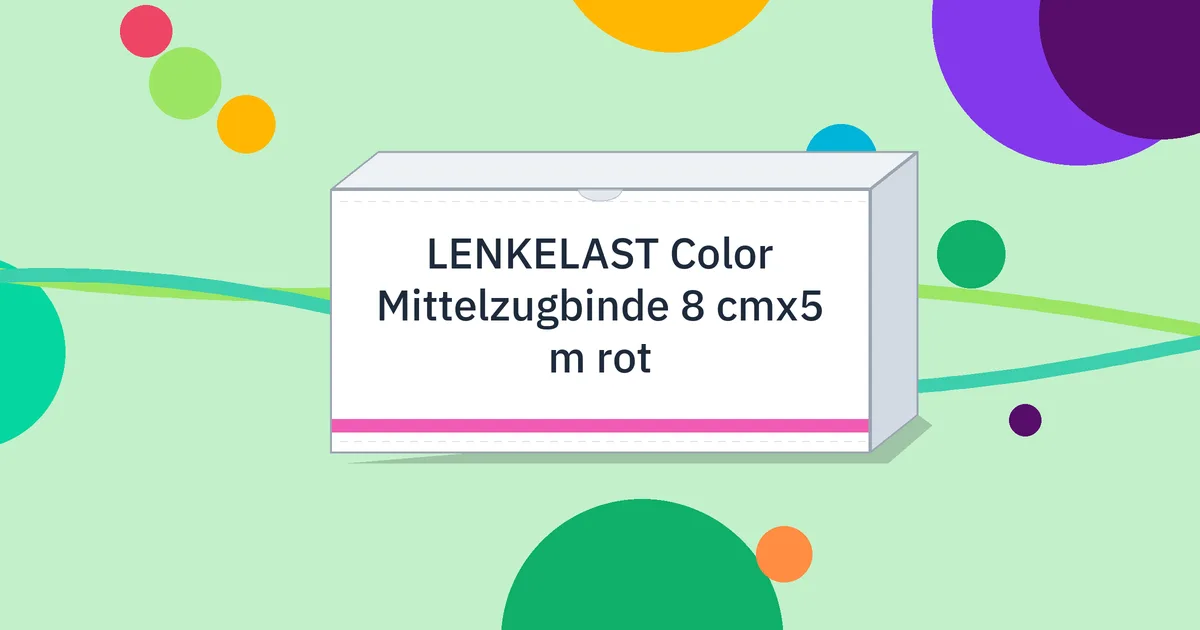 Symbolbild: Packung mit der Aufschrift LENKELAST Color Mittelzugbinde 8 cmx5 m rot (PZN 11607030) – Verfügbarkeit und Bezug in Apotheken in Frankfurt am Main