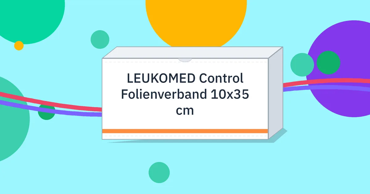 Symbolbild: Packung mit der Aufschrift LEUKOMED Control Folienverband 10x35 cm (PZN 16001964) – Verfügbarkeit und Bezug in Apotheken in Frankfurt am Main