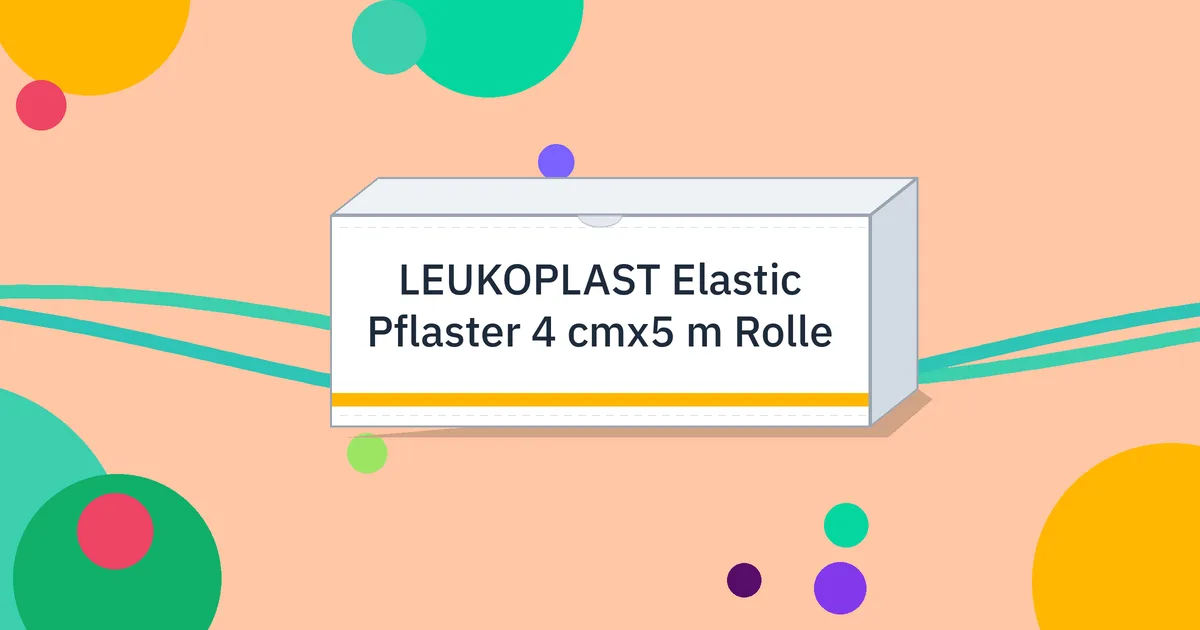 Symbolbild: Packung mit der Aufschrift LEUKOPLAST Elastic Pflaster 4 cmx5 m Rolle (PZN 14061927) – Verfügbarkeit und Bezug in Apotheken in Frankfurt am Main