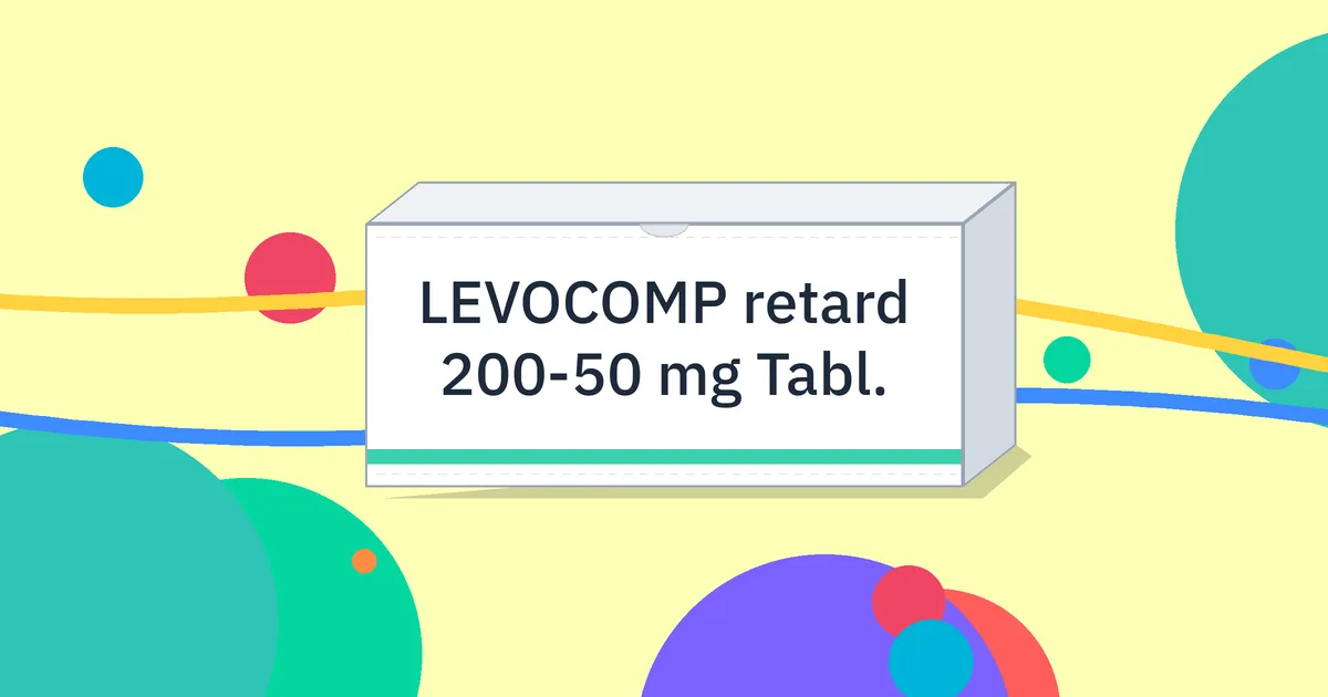 Symbolbild: Packung mit der Aufschrift LEVOCOMP retard 200-50 mg Tabl. (PZN 03773725) – Verfügbarkeit und Bezug in Apotheken in Frankfurt am Main