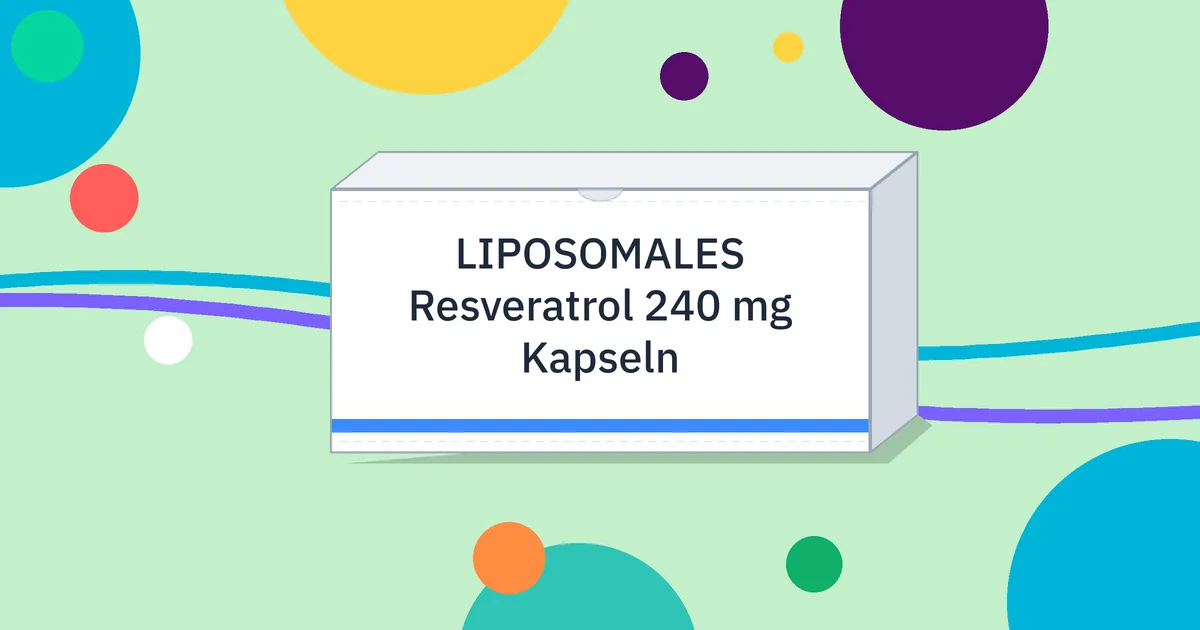 Symbolbild: Packung mit der Aufschrift LIPOSOMALES Resveratrol 240 mg Kapseln (PZN 19386309) – Verfügbarkeit und Bezug in Apotheken in Frankfurt am Main
