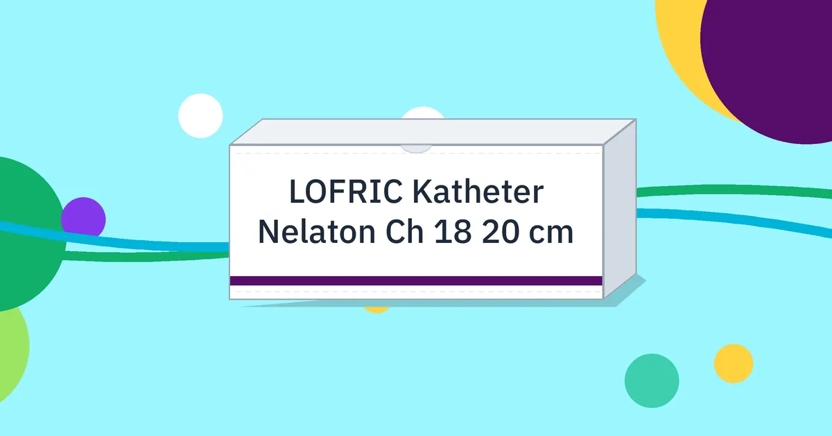 Symbolbild: Packung mit der Aufschrift LOFRIC Katheter Nelaton Ch 18 20 cm (PZN 16668906) – Verfügbarkeit und Bezug in Apotheken in Frankfurt am Main