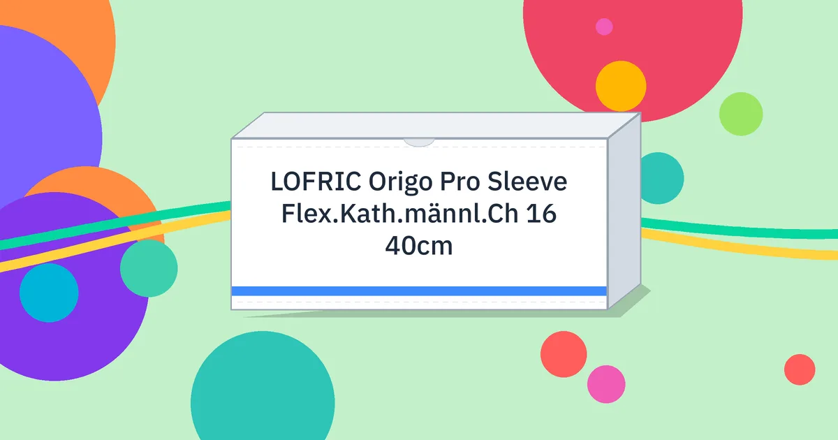 Symbolbild: Packung mit der Aufschrift LOFRIC Origo Pro Sleeve Flex.Kath.männl.Ch 16 40cm (PZN 20857872) – Verfügbarkeit und Bezug in Apotheken in Frankfurt am Main