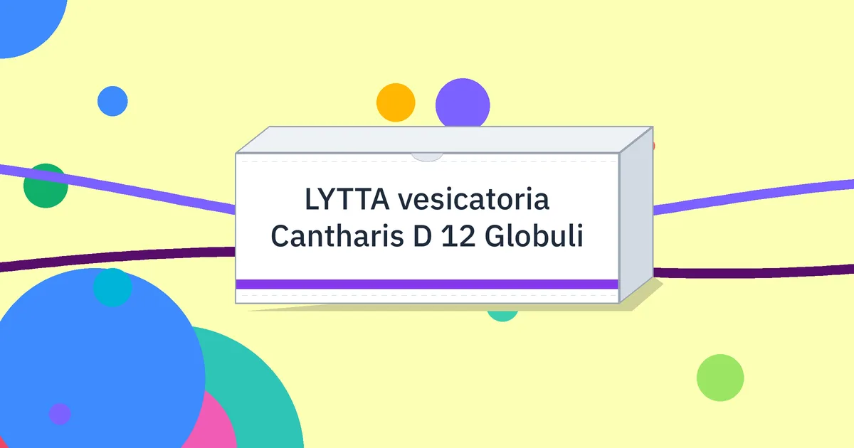 Symbolbild: Packung mit der Aufschrift LYTTA vesicatoria Cantharis D 12 Globuli (PZN 11282220) – Verfügbarkeit und Bezug in Apotheken in Frankfurt am Main