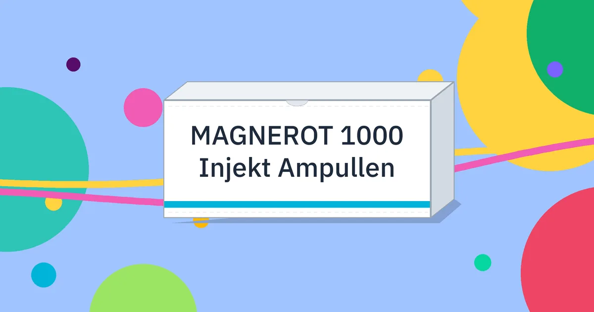 Symbolbild: Packung mit der Aufschrift MAGNEROT 1000 Injekt Ampullen (PZN 02606942) – Verfügbarkeit und Bezug in Apotheken in Frankfurt am Main