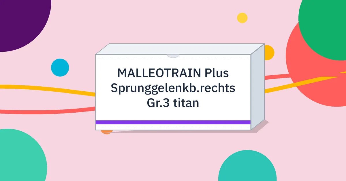 Symbolbild: Packung mit der Aufschrift MALLEOTRAIN Plus Sprunggelenkb.rechts Gr.3 titan (PZN 06908982) – Verfügbarkeit und Bezug in Apotheken in Frankfurt am Main