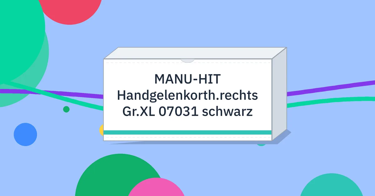 Symbolbild: Packung mit der Aufschrift MANU-HIT Handgelenkorth.rechts Gr.XL 07031 schwarz (PZN 01577983) – Verfügbarkeit und Bezug in Apotheken in Frankfurt am Main