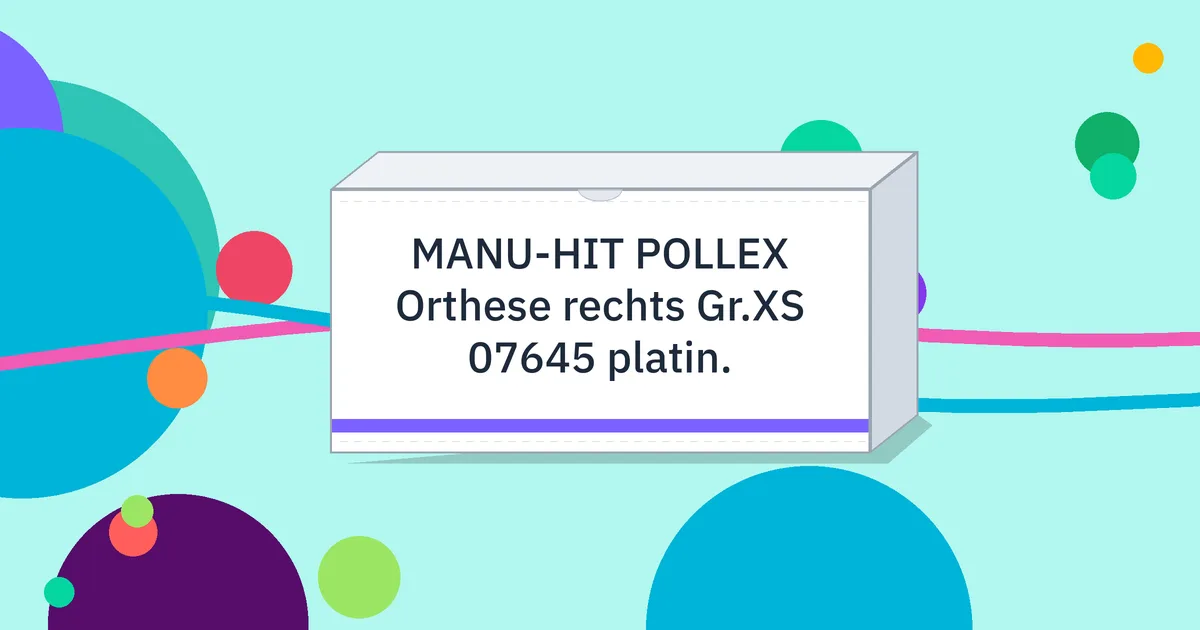 Symbolbild: Packung mit der Aufschrift MANU-HIT POLLEX Orthese rechts Gr.XS 07645 platin. (PZN 03258590) – Verfügbarkeit und Bezug in Apotheken in Frankfurt am Main