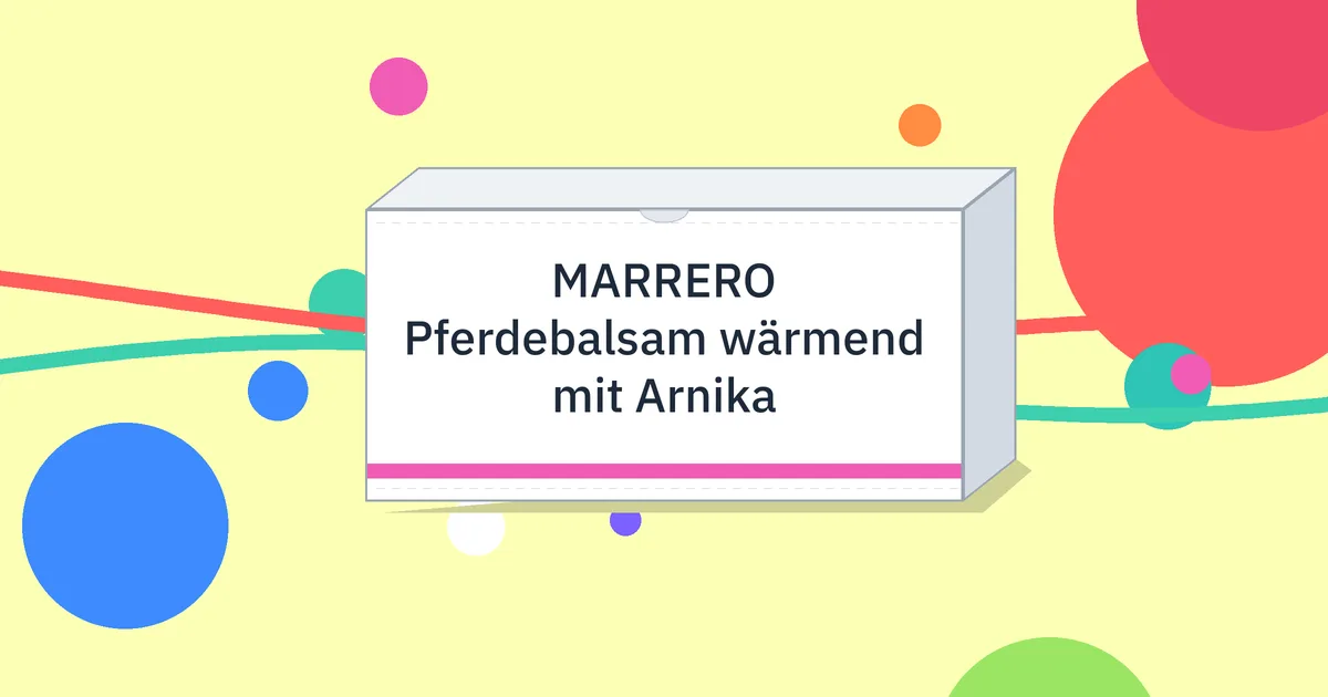 Symbolbild: Packung mit der Aufschrift MARRERO Pferdebalsam wärmend mit Arnika (PZN 19427758) – Verfügbarkeit und Bezug in Apotheken in Frankfurt am Main
