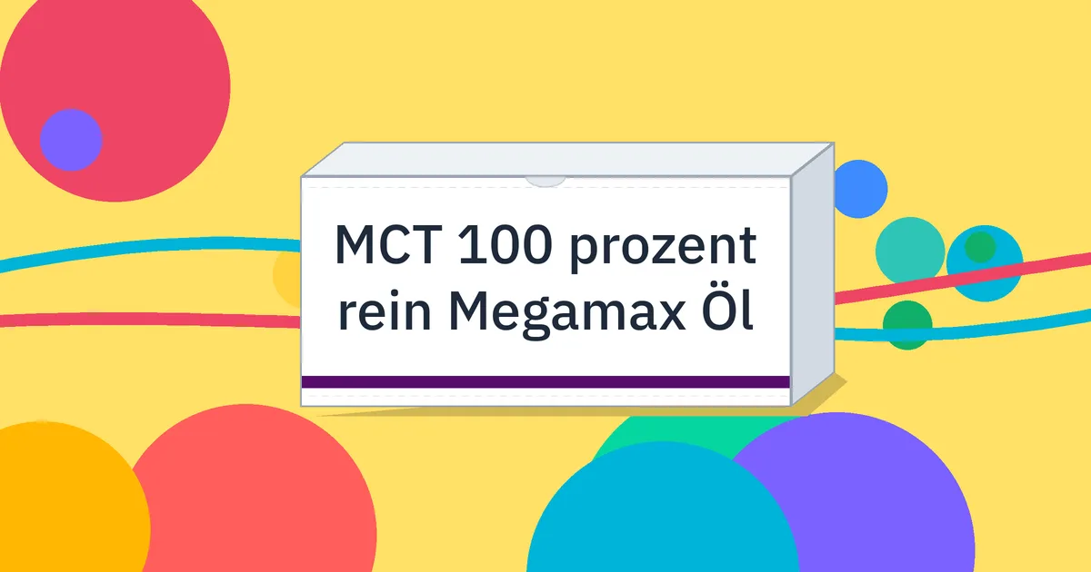 Symbolbild: Packung mit der Aufschrift MCT 100 prozent rein Megamax Öl (PZN 07498428) – Verfügbarkeit und Bezug in Apotheken in Frankfurt am Main