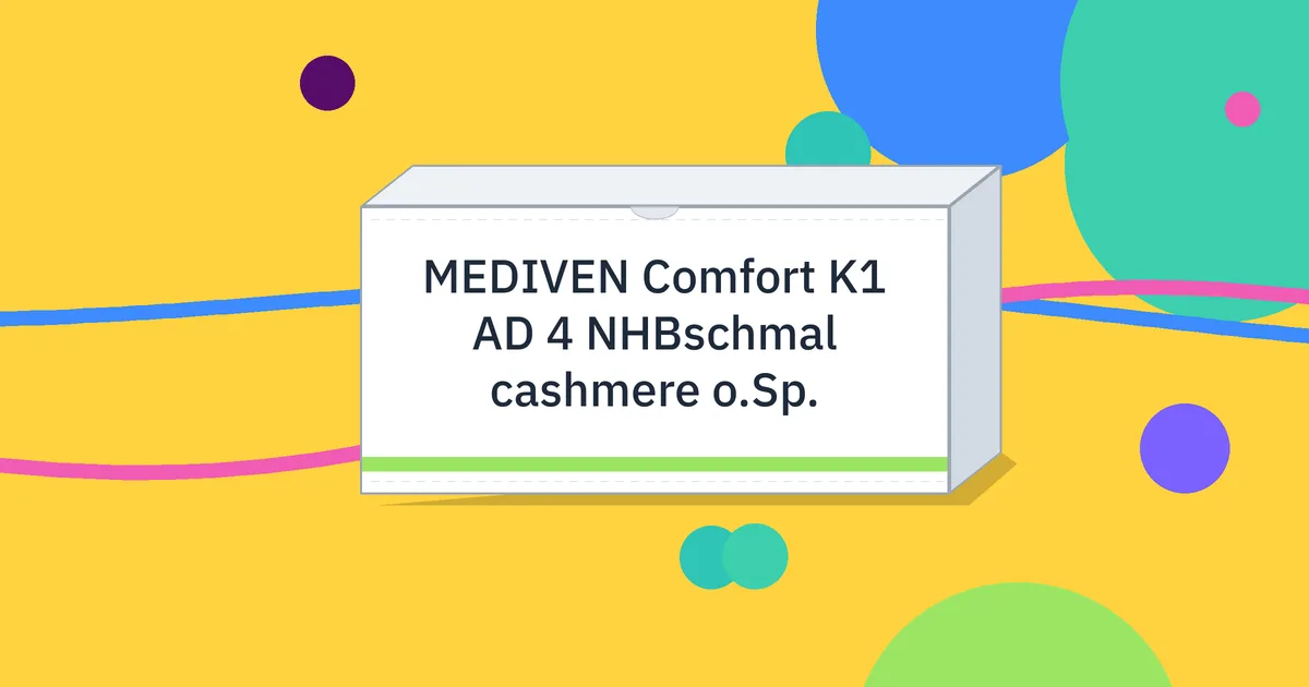 Symbolbild: Packung mit der Aufschrift MEDIVEN Comfort K1 AD 4 NHBschmal cashmere o.Sp. (PZN 14659435) – Verfügbarkeit und Bezug in Apotheken in Frankfurt am Main