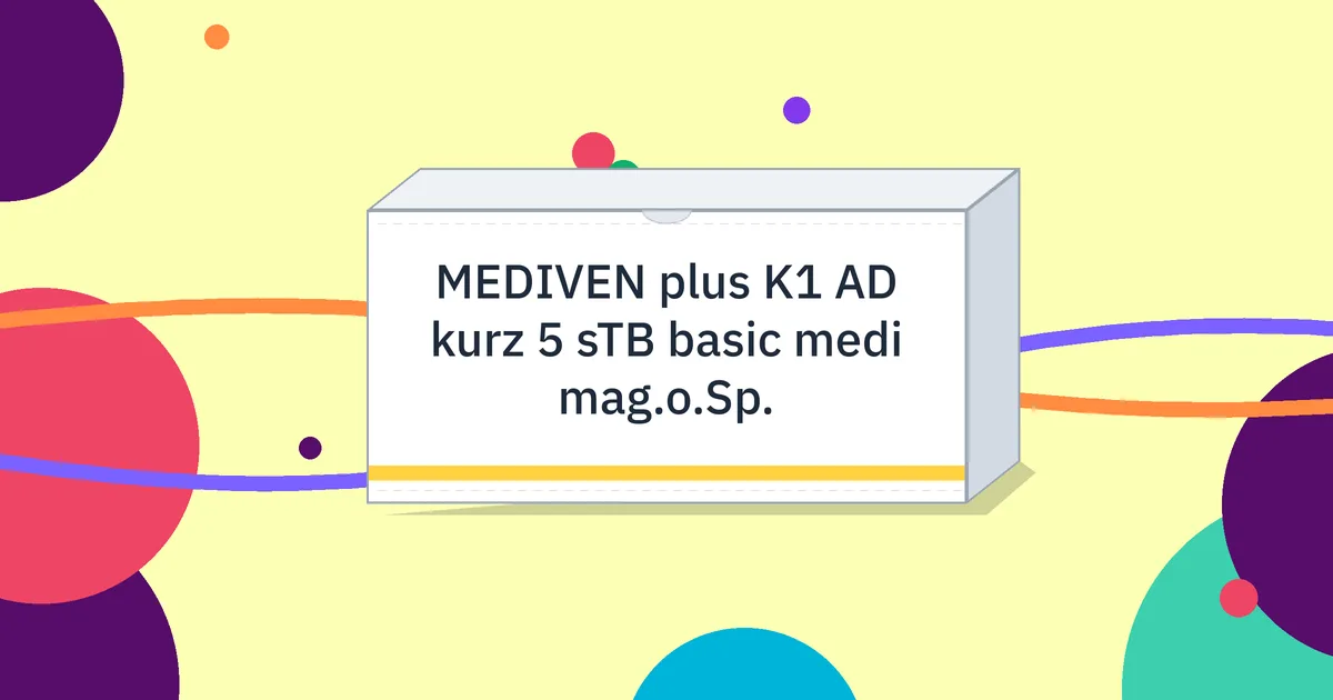 Symbolbild: Packung mit der Aufschrift MEDIVEN plus K1 AD kurz 5 sTB basic medi mag.o.Sp. (PZN 15047065) – Verfügbarkeit und Bezug in Apotheken in Frankfurt am Main