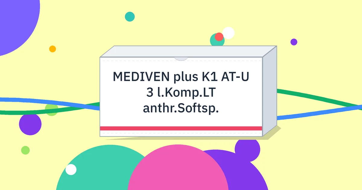 Symbolbild: Packung mit der Aufschrift MEDIVEN plus K1 AT-U 3 l.Komp.LT anthr.Softsp. (PZN 15032879) – Verfügbarkeit und Bezug in Apotheken in Frankfurt am Main