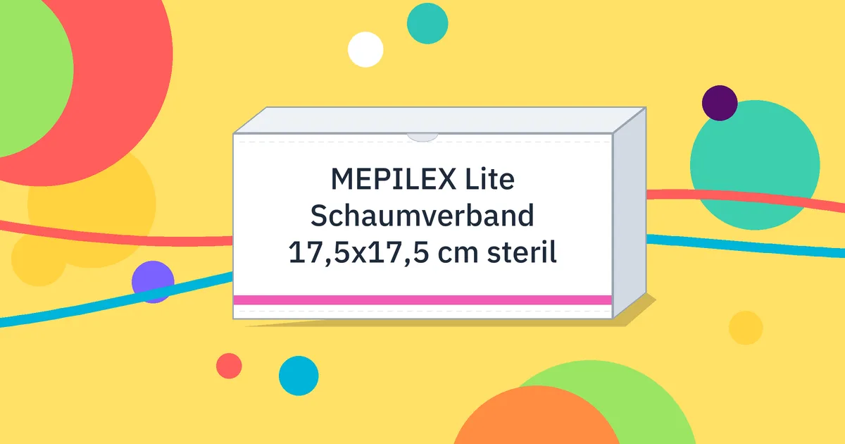 Symbolbild: Packung mit der Aufschrift MEPILEX Lite Schaumverband 17,5x17,5 cm steril (PZN 19702331) – Verfügbarkeit und Bezug in Apotheken in Frankfurt am Main