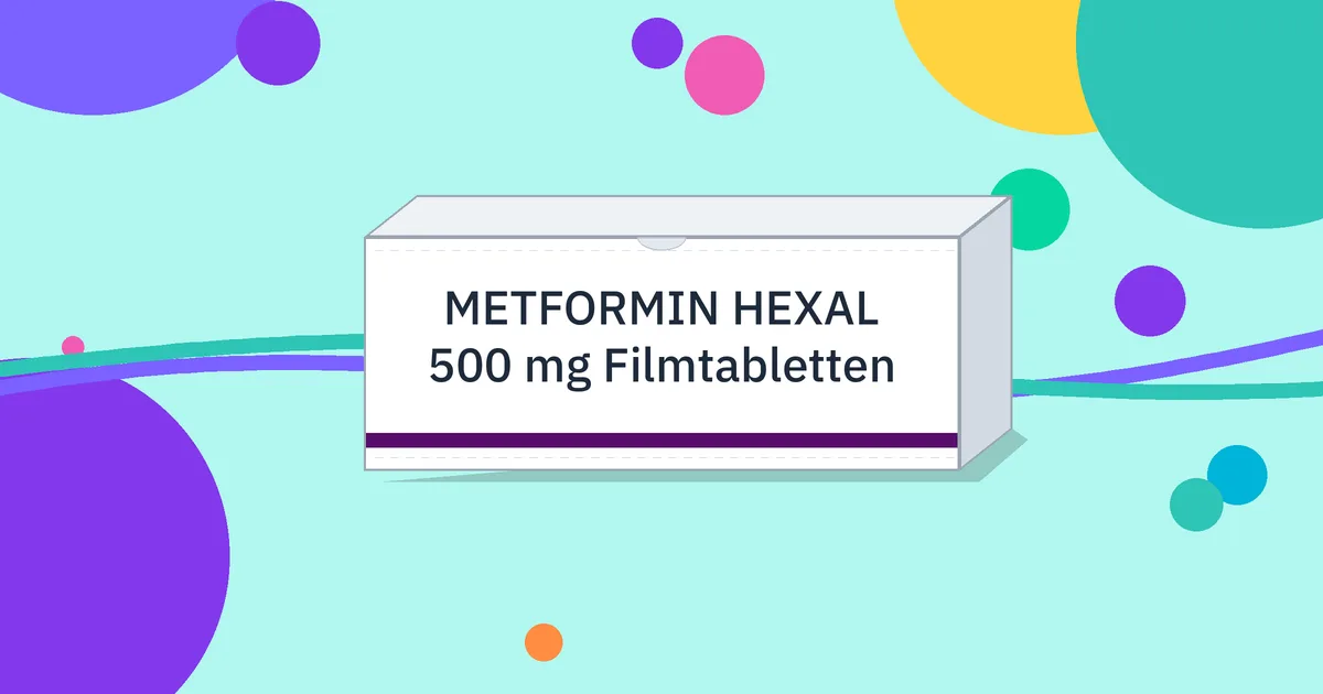 Symbolbild: Packung mit der Aufschrift METFORMIN HEXAL 500 mg Filmtabletten (PZN 02386423) – Verfügbarkeit und Bezug in Apotheken in Frankfurt am Main
