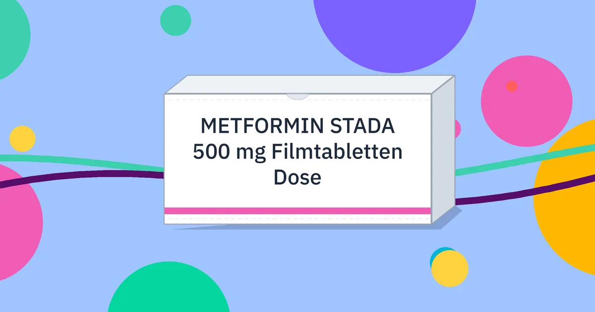Symbolbild: Packung mit der Aufschrift METFORMIN STADA 500 mg Filmtabletten Dose (PZN 18774297) – Verfügbarkeit und Bezug in Apotheken in Frankfurt am Main