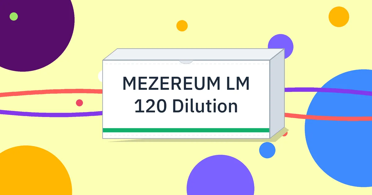 Symbolbild: Packung mit der Aufschrift MEZEREUM LM 120 Dilution (PZN 12956471) – Verfügbarkeit und Bezug in Apotheken in Frankfurt am Main
