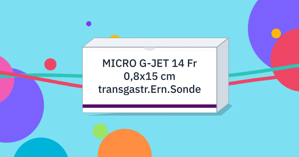 Symbolbild: Packung mit der Aufschrift MICRO G-JET 14 Fr 0,8x15 cm transgastr.Ern.Sonde (PZN 17817886) – Verfügbarkeit und Bezug in Apotheken in Frankfurt am Main