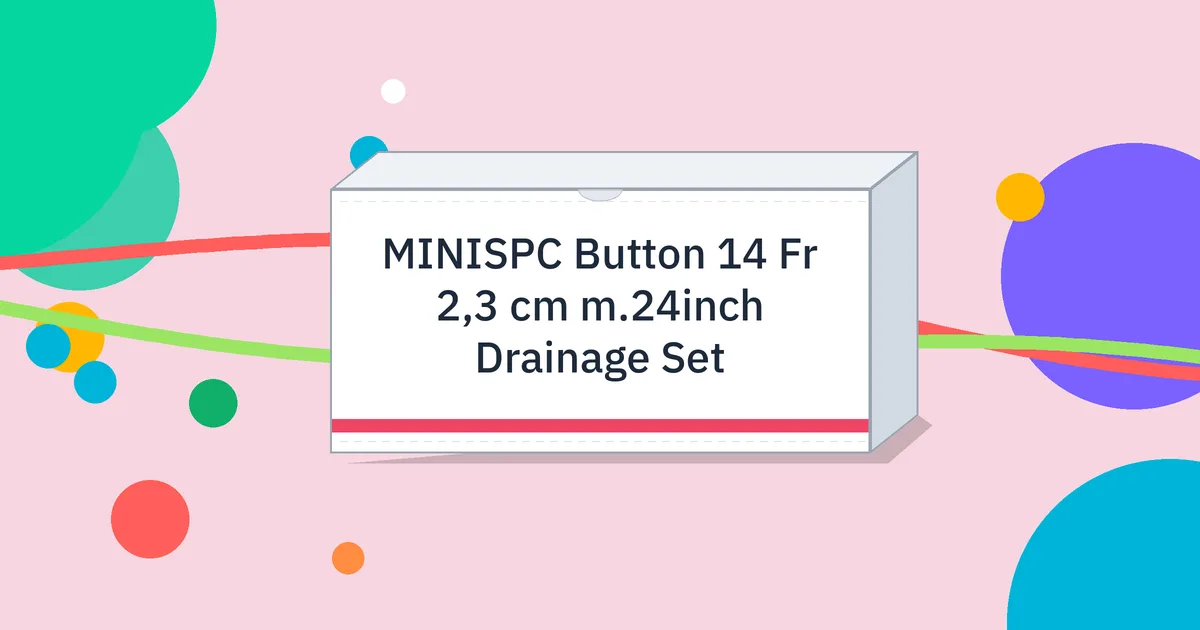 Symbolbild: Packung mit der Aufschrift MINISPC Button 14 Fr 2,3 cm m.24inch Drainage Set (PZN 20821727) – Verfügbarkeit und Bezug in Apotheken in Frankfurt am Main