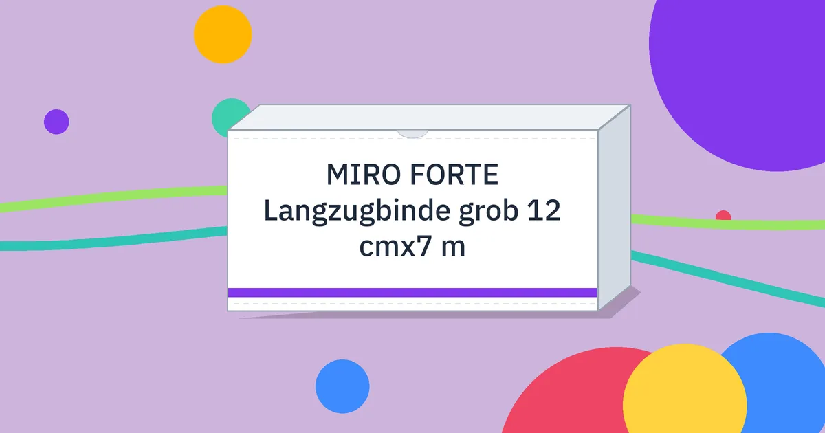 Symbolbild: Packung mit der Aufschrift MIRO FORTE Langzugbinde grob 12 cmx7 m (PZN 09074655) – Verfügbarkeit und Bezug in Apotheken in Frankfurt am Main