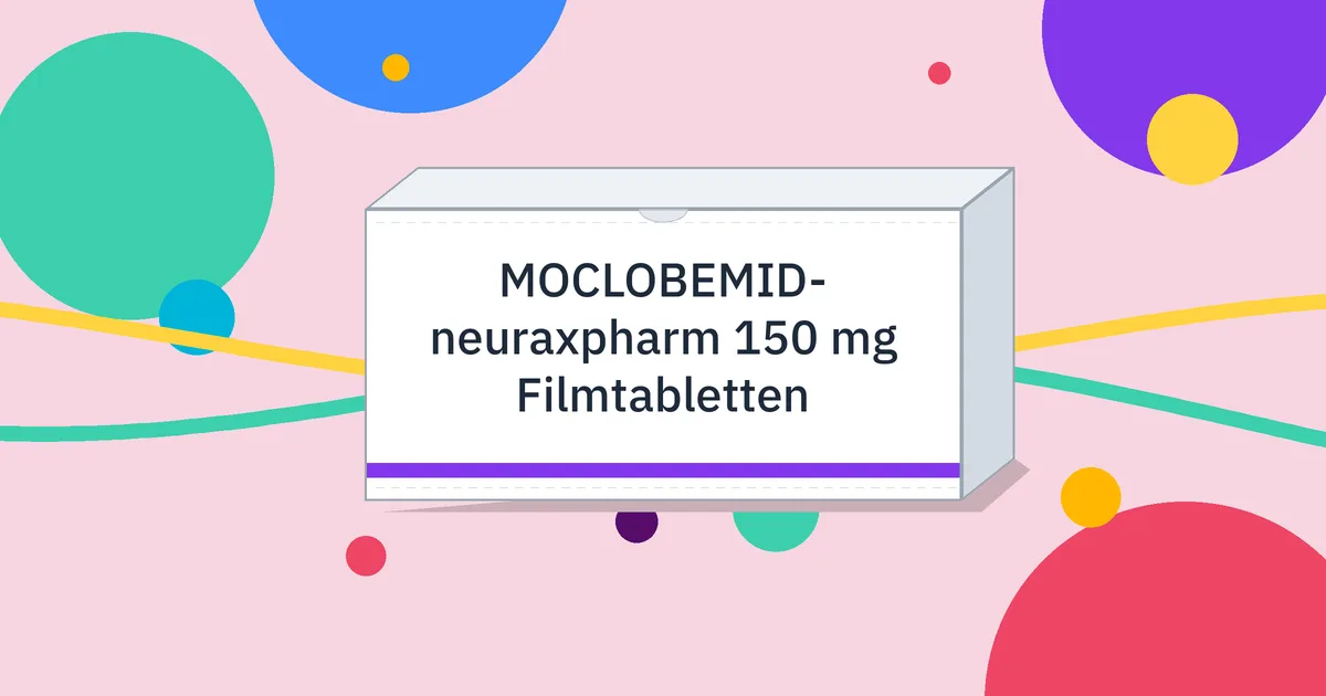 Symbolbild: Packung mit der Aufschrift MOCLOBEMID-neuraxpharm 150 mg Filmtabletten (PZN 06620838) – Verfügbarkeit und Bezug in Apotheken in Frankfurt am Main