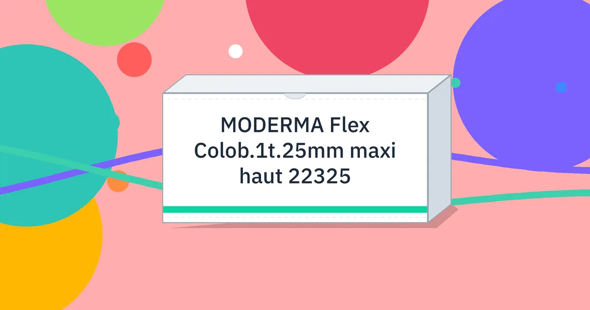 Symbolbild: Packung mit der Aufschrift MODERMA Flex Colob.1t.25mm maxi haut 22325 (PZN 00788672) – Verfügbarkeit und Bezug in Apotheken in Frankfurt am Main