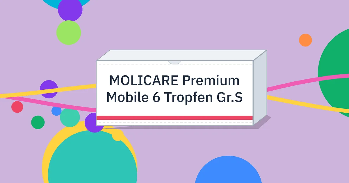 Symbolbild: Packung mit der Aufschrift MOLICARE Premium Mobile 6 Tropfen Gr.S (PZN 13506474) – Verfügbarkeit und Bezug in Apotheken in Frankfurt am Main