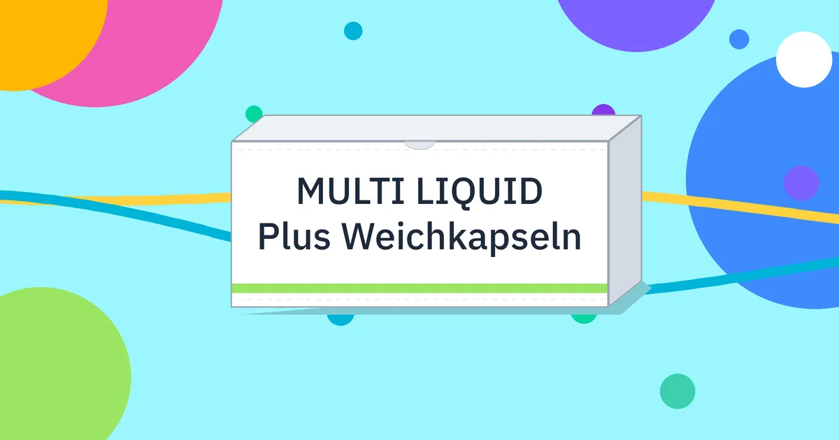 Symbolbild: Packung mit der Aufschrift MULTI LIQUID Plus Weichkapseln (PZN 11714292) – Verfügbarkeit und Bezug in Apotheken in Frankfurt am Main