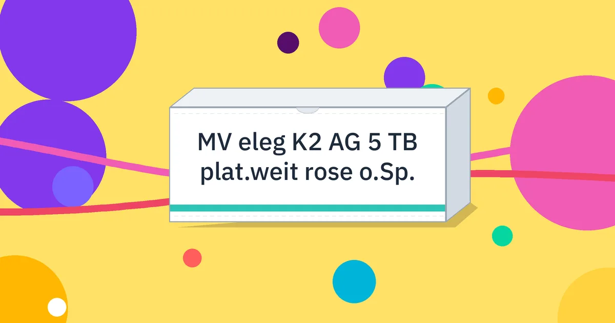 Symbolbild: Packung mit der Aufschrift MV eleg K2 AG 5 TB plat.weit rose o.Sp. (PZN 14698926) – Verfügbarkeit und Bezug in Apotheken in Frankfurt am Main