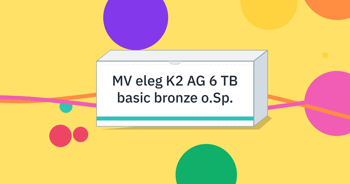 Symbolbild: Packung mit der Aufschrift MV eleg K2 AG 6 TB basic bronze o.Sp. (PZN 14720063) – Verfügbarkeit und Bezug in Apotheken in Frankfurt am Main