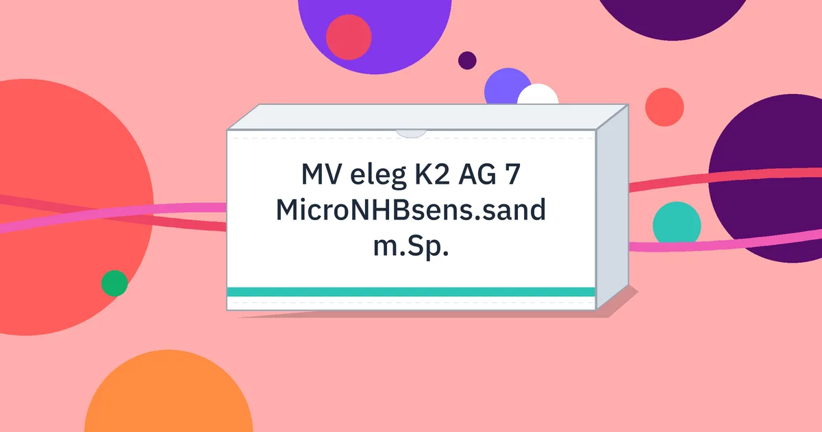 Symbolbild: Packung mit der Aufschrift MV eleg K2 AG 7 MicroNHBsens.sand m.Sp. (PZN 18930521) – Verfügbarkeit und Bezug in Apotheken in Frankfurt am Main