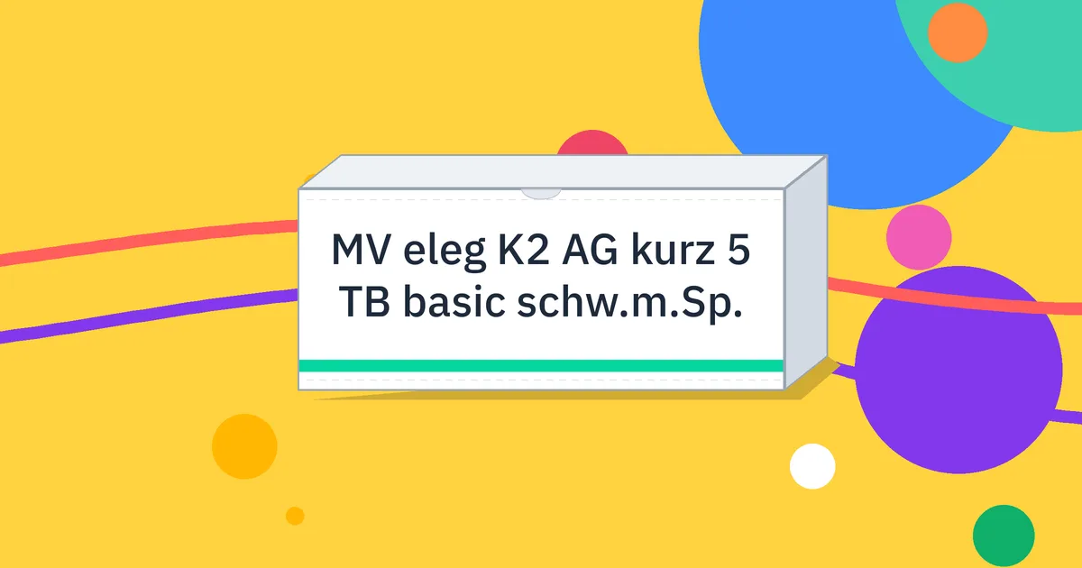 Symbolbild: Packung mit der Aufschrift MV eleg K2 AG kurz 5 TB basic schw.m.Sp. (PZN 00201023) – Verfügbarkeit und Bezug in Apotheken in Frankfurt am Main