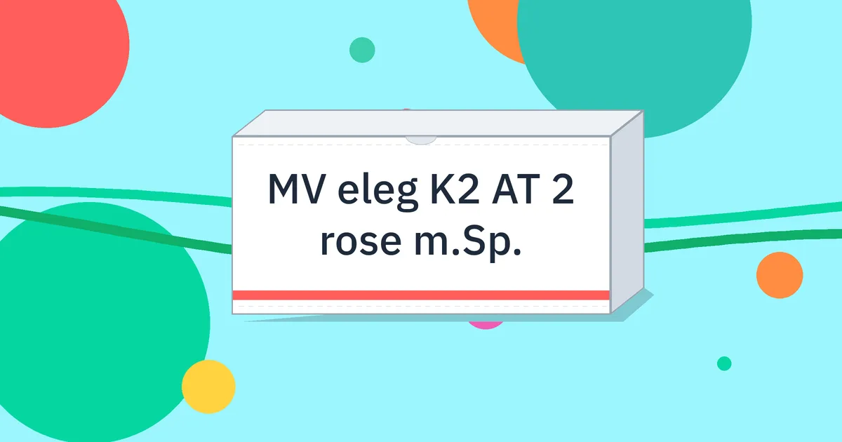 Symbolbild: Packung mit der Aufschrift MV eleg K2 AT 2 rose m.Sp. (PZN 15286657) – Verfügbarkeit und Bezug in Apotheken in Frankfurt am Main