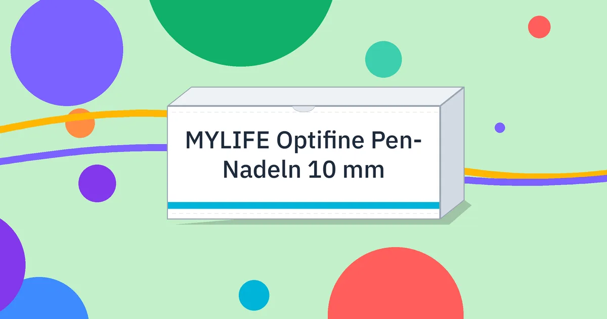 Symbolbild: Packung mit der Aufschrift MYLIFE Optifine Pen-Nadeln 10 mm (PZN 20096930) – Verfügbarkeit und Bezug in Apotheken in Frankfurt am Main