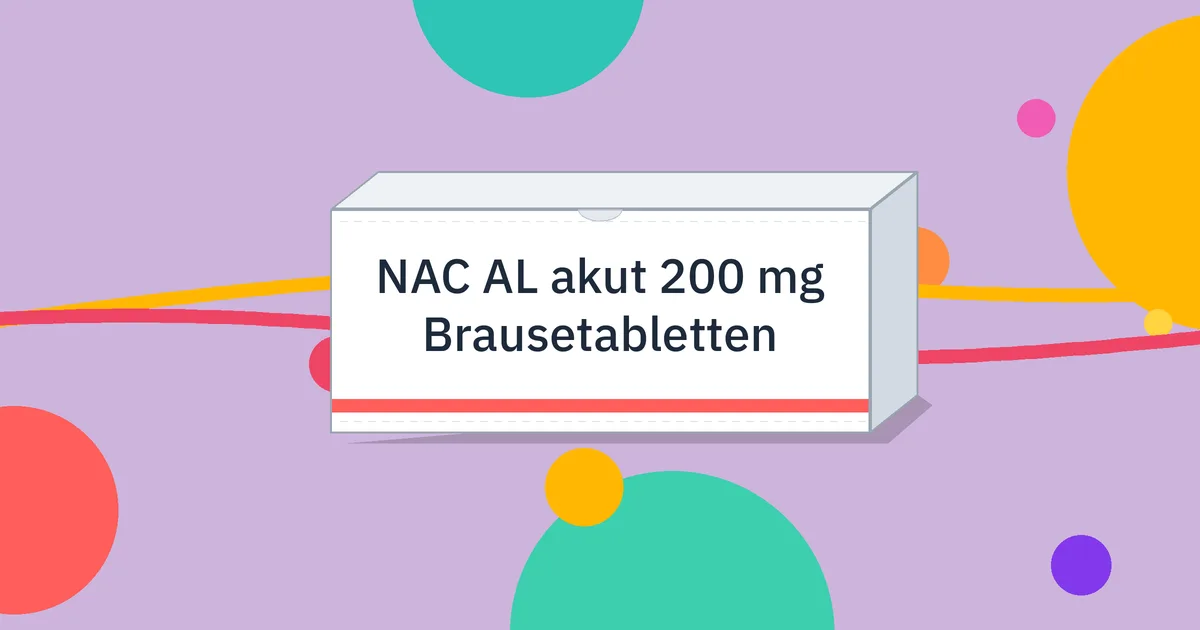 Symbolbild: Packung mit der Aufschrift NAC AL akut 200 mg Brausetabletten (PZN 00724778) – Verfügbarkeit und Bezug in Apotheken in Frankfurt am Main