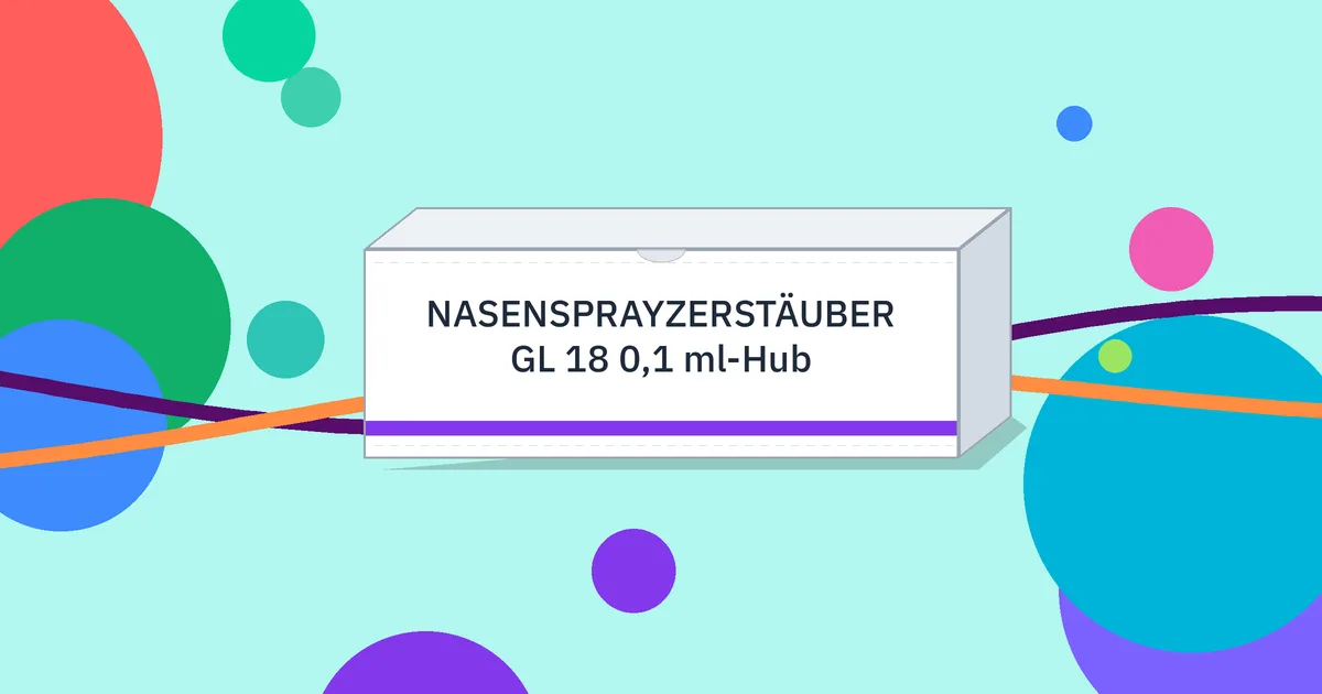 Symbolbild: Packung mit der Aufschrift NASENSPRAYZERSTÄUBER GL 18 0,1 ml-Hub (PZN 19413928) – Verfügbarkeit und Bezug in Apotheken in Frankfurt am Main