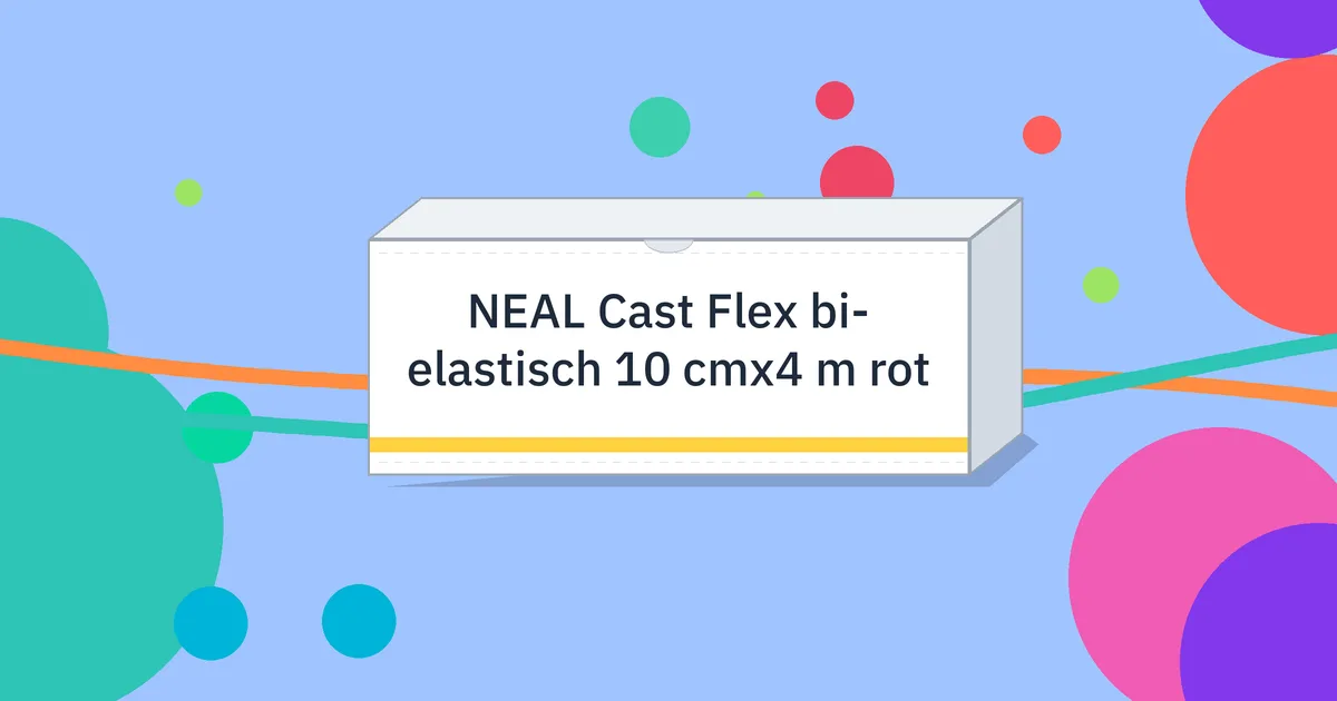 Symbolbild: Packung mit der Aufschrift NEAL Cast Flex bi-elastisch 10 cmx4 m rot (PZN 19530947) – Verfügbarkeit und Bezug in Apotheken in Frankfurt am Main